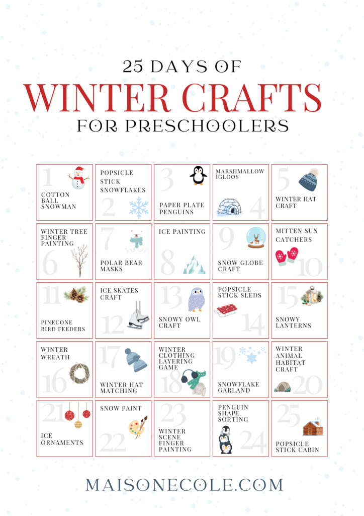 25 Days of Fun: Winter Crafts for Preschoolers to Spark Joy & Learning ...