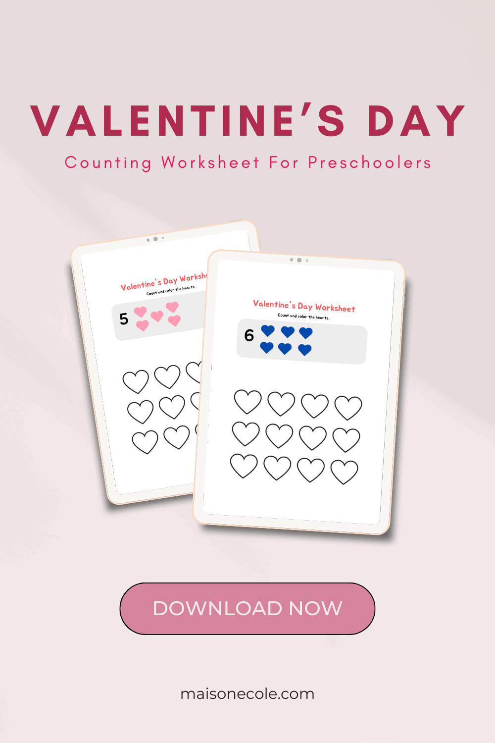 Adorable Valentine's Day Preschool Counting Activity - Maison Ecole