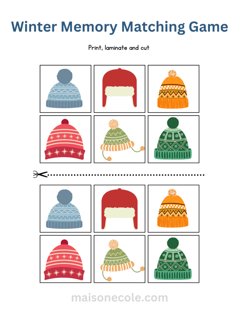 Winter Hat Matching Games: Fun Worksheets for Preschoolers - Maison Ecole
